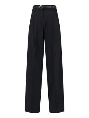 Max Mara Belted Virgin Wool Pants Black