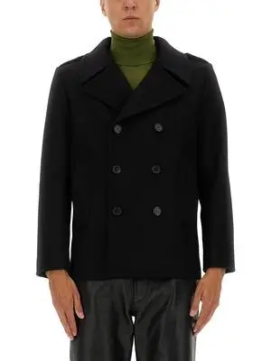 Saint Laurent Double-breasted Wool Coat - Black