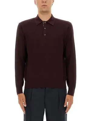 Burberry Shirt With Polo Collar - Bordeaux