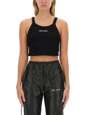 Palm Angels Cropped Tank Top - Black
