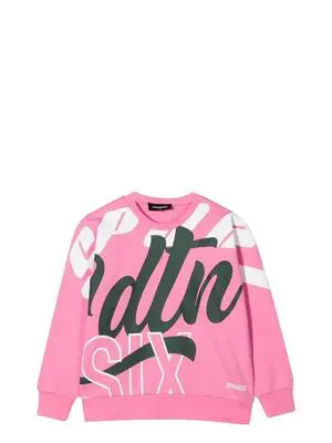 Dsquared2 Crewneck Sweatshirt With Allover Writing - Pink