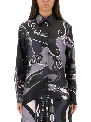 Emilio Pucci Orchid Print Shirt - Black