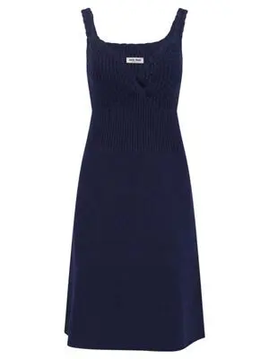 Miu Miu Virgin Wool Midi Dress - Blue