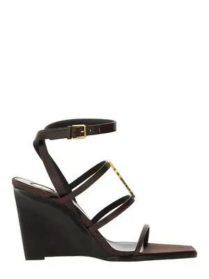 Saint Laurent Cassandra Wedge Sandals - Black
