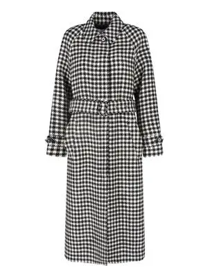 LARDINI Wool Coat With Belt - Black
