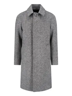 LEMAIRE Lardini Houndstooth Wool Coat With Belt Gray