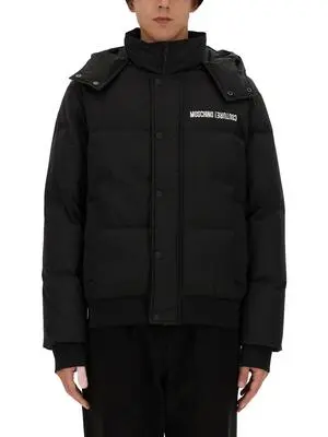 Moschino Down Jacket With Logo - Black