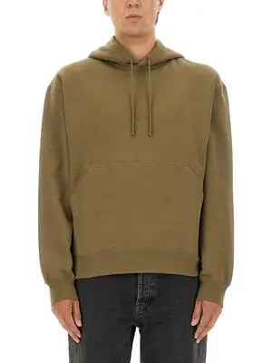 Saint Laurent Hooded Sweatshirt With Logo - Green