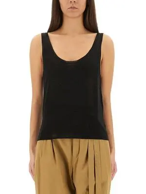 Saint Laurent Lurex Knit Tank Top - Black