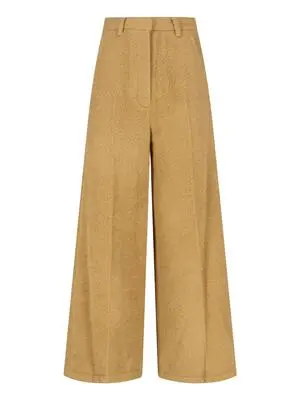 LOW CLASSIC Wool And Alpaca Blend Wide Leg Trousers Beige