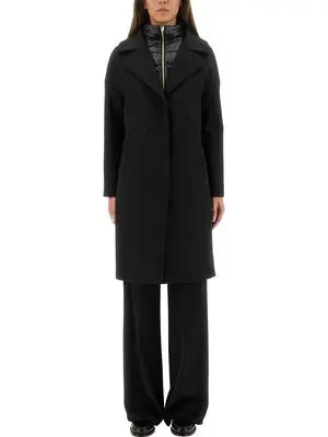 Herno Wool Coat With Technical Bib - Black