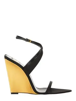 Saint Laurent Salomé Wedge Sandal - Black