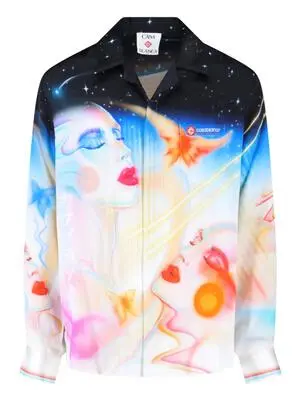 Casablanca Silk Shirt With Light Blue Print - Multi