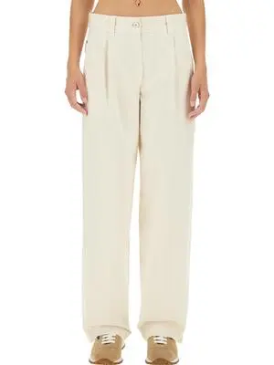 Brunello Cucinelli Baggy Fit Cotton-blend Trousers - White