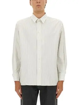 Saint Laurent Cassandre Striped Shirt - White
