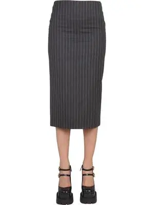Versace Pinstriped Pencil Skirt - Grey