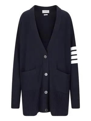 THOM BROWNE Oversized Wool V-neck Cardigan