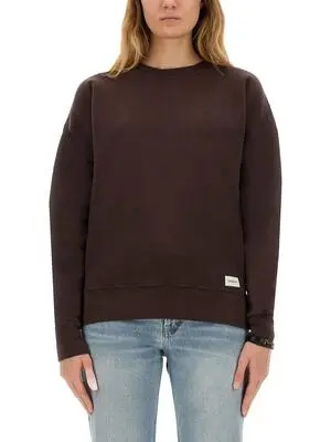 Saint Laurent Sweatshirt With Logo - Brown