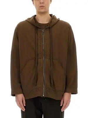 UMA WANG Cotton Zipper Hoodie - Brown