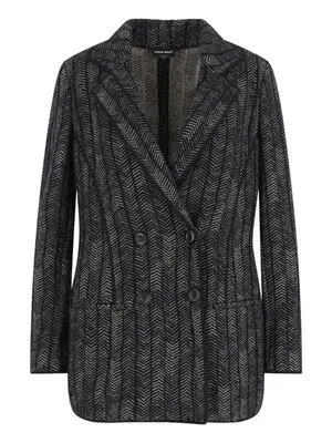 Giorgio Armani Double-breasted Cashmere And Viscose Blazer - Black