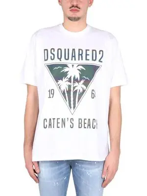 Dsquared2 T-shirt D2 Caten's Beach - White