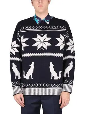 Etro Virgin Wool Crewneck Sweater - Blue