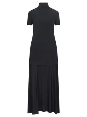 JIL SANDER Draped Midi Dress - Black