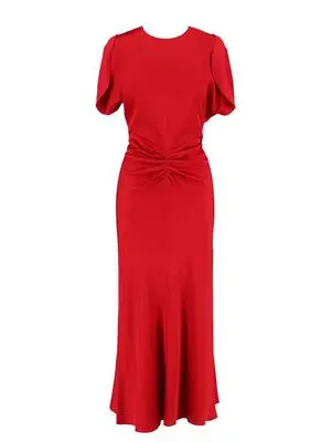 JIL SANDER Draped Midi Dress Red