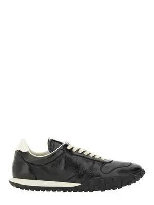JIL SANDER Low Top Leather Sneakers - Black