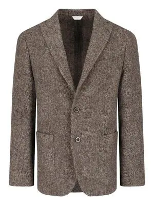 Tagliatore Single-Breasted Wool Blazer Brown