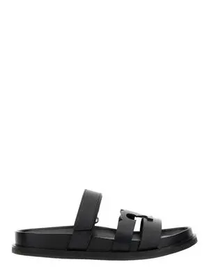 Tory Burch Leather Slide Sandals - Black