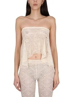 Dsquared2 Embroidered Cropped Top - Powder