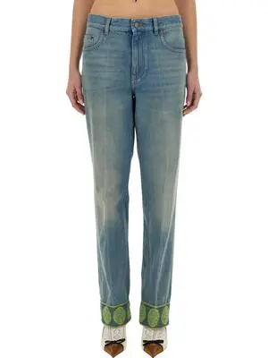 Valentino Garavani Pants With Jacquard Edges - Denim