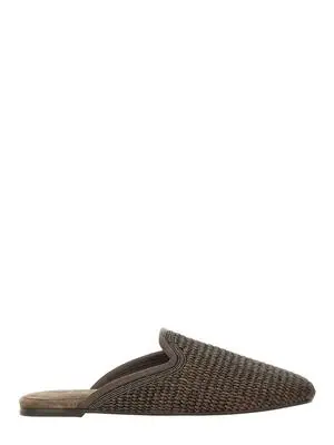 Brunello Cucinelli Techno Raffia Slipper Brown