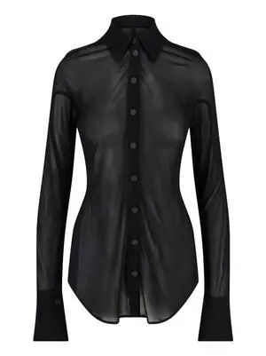 Aspesi Semi-Transparent Animal Print Shirt Black