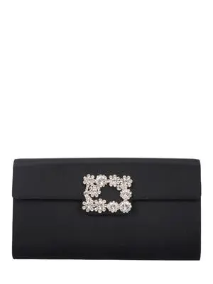 ROGER VIVIER Efflorescence Satin Clutch - Black