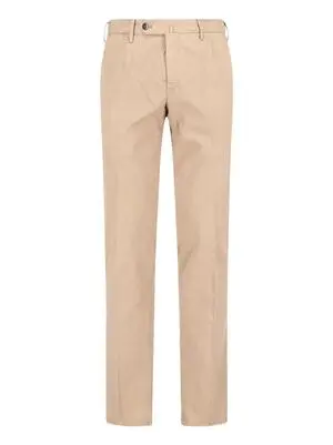 PT TORINO Cotton Blend Straight Leg Trousers Brown