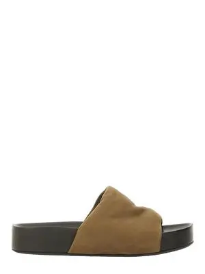 UMA WANG Leather Slides - Brown