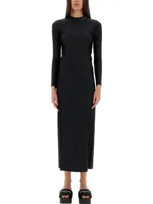 Alexander Wang Long Sleeve Dress With Logo - Black