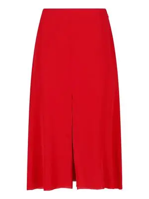 Loro Piana Silk Midi Skirt Red