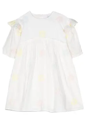 Stella McCartney Embroidered 3/4 Sleeve Dress - Ivory