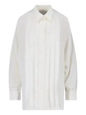 GOLDEN GOOSE Pleated Floral Shirt White
