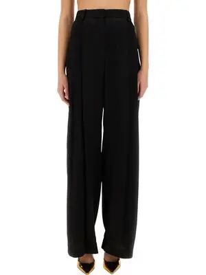 Nina Ricci Wide-leg Pleated Trousers - Black