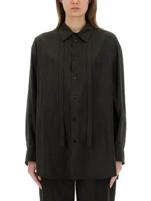 LEMAIRE Long Shirt With Tie - Brown