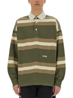 AUTRY Striped Oversized Polo - Green