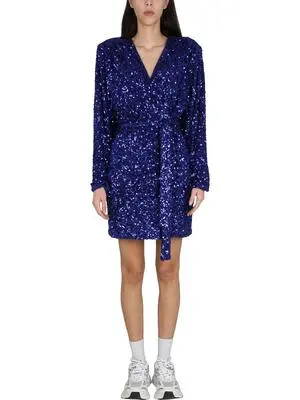 Remain Birger Christensen Sequined V-neck Dress - Blue
