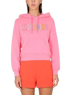 Moschino Logo Crochet Hoodie - Pink