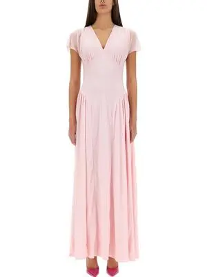 Remain Birger Christensen Long Dress With Drape - Pink
