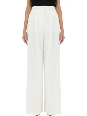 Givenchy Cotton Pleated Wide Leg Pants - White