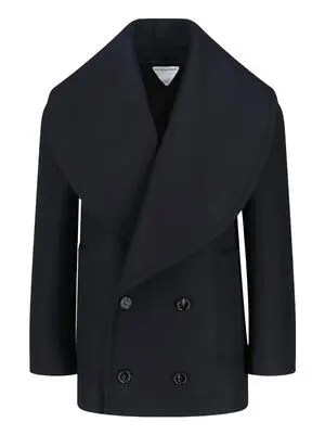 Bottega Veneta Short Double-breasted Coat - Black